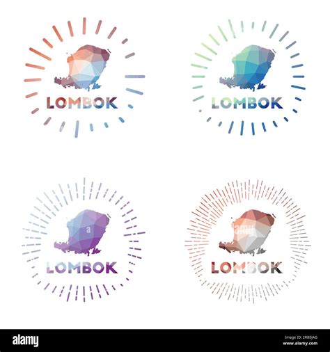 Lombok Low Poly Sunburst Set Logo Of Island In Geometric Polygonal Style Vector Illustration Lombok Low Poly Sunburst Set Logo Of Island In Geometric Polygonal Style Vector Illustration