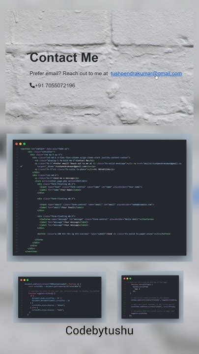 Contact📞and E Mail📧 Web Page In Protfilio Part 7 Html Css Codebytushu Coding Youtube