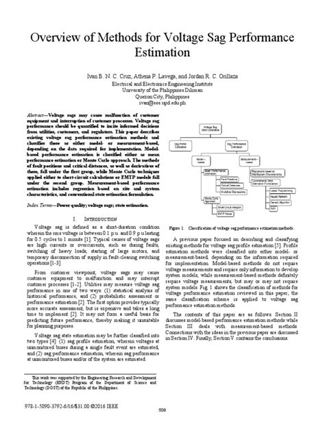 overview of methods for voltage sag performance estimation pdf