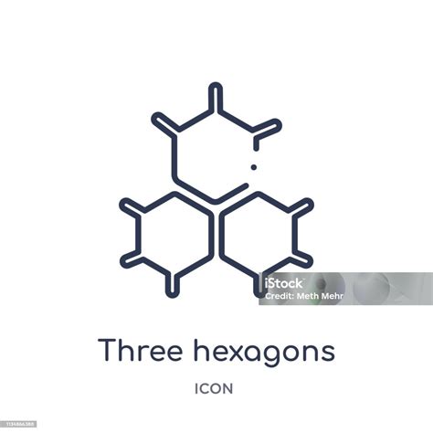 의료 개요 컬렉션에서 선형 세 육각형 세포 아이콘입니다 얇은 라인 3 육각형 세포 아이콘 흰색 배경에 고립입니다 세 육각형 셀 유행 그림 인포그래픽에 대한 스톡 벡터 아트