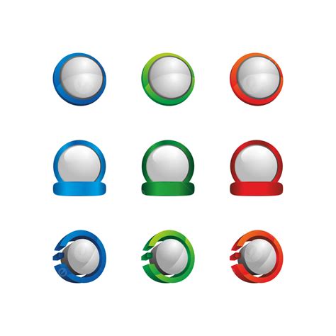 3d gradient icon set design vector colorful 3d circle design