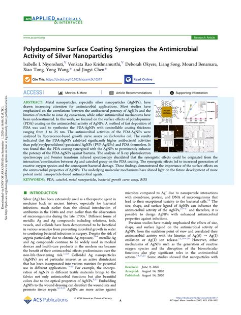Pdf Polydopamine Surface Coating Synergizes Antimicrobial Activity Of