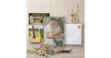 Qr Code Overlay Modern 4 Photo Elegant Typography Save The Date Zazzle