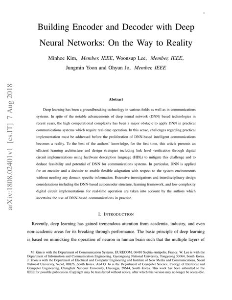Pdf Building Encoder And Decoder With Deep Neural Networks On The Way To Reality
