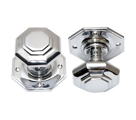 Prima Flat Octagonal Mortice Knobs Polished Chrome