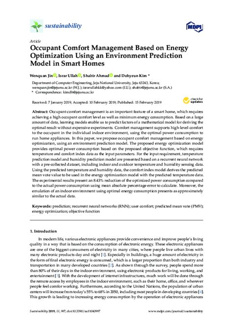 Pdf Occupant Comfort Management Based On Energy Optimization Using An Environment Prediction