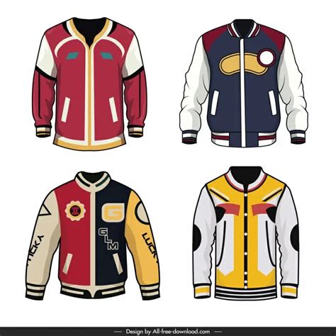 Varsity Jacket Templates Collection Symmetric Young Design Vectors