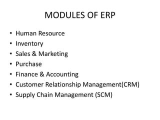 Enterprise Resource Planning Erp Pptx