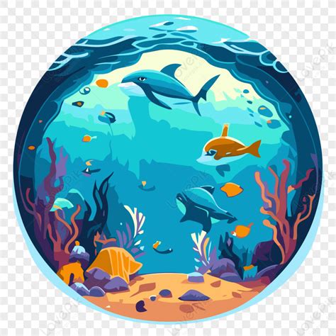 Marine Ocean World In Colorful Cartoon Illustration Vector Clipart