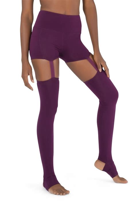 Black Cotton Lycra Stirrup Leggings High Waist Womens Yoga Workout