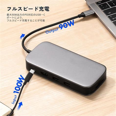 Usbハブ 7in1 ドッキングステーション Usb C Type C Pdポート付き Power Delivery 4k Hdmi Flexispot E Hub2 90w 急速充電