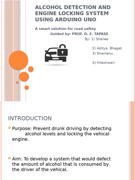 Alcohol Detection And Engine Locking System Using Arduino By Shailee