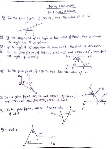 Lines And Angles Assignment Pdf