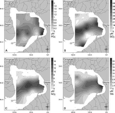 Distribution Of A Bottom Phosphate Concentration B Bottom Silicate