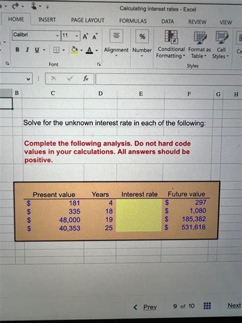 solved calculating present values excel page layout home insert
