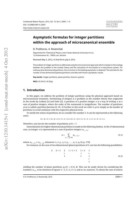 pdf asymptotic formulas for integer partitions within the approach of