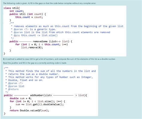 Solved The Following Code Is Given A Fill In The Gaps So