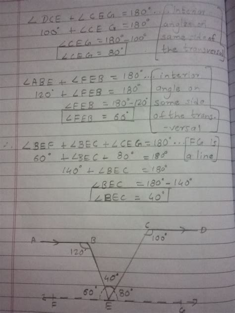 In The Given Figure A B Parallel To CD Angle ABE Is Equal To 120 Degree Angle ECD Is Equal 100