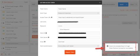 could not complete oauth 2 0 login check postman console for more
