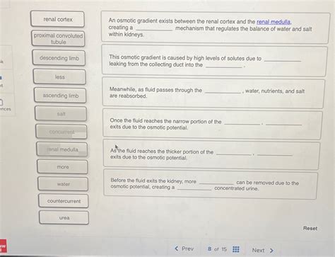 Solved An Osmotic Gradient Exists Between The Renal Cortex