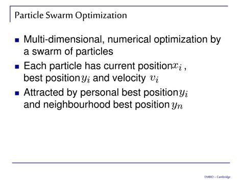 Ppt Particle Swarm Optimization Applied To Automated Docking Powerpoint Presentation Id