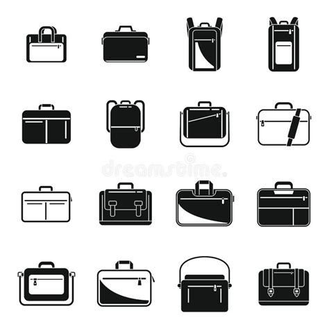 Laptop Bag Icons Set Simple Vector Computer Case Stock Vector