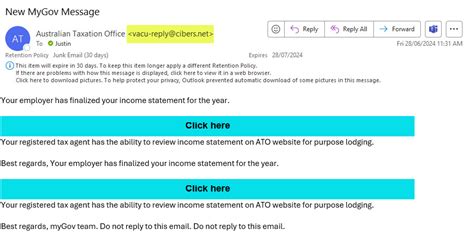 Scam New MyGov Message Tax Slayer