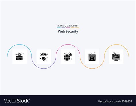 Web Security Glyph 5 Icon Pack Including Binary Vector Image