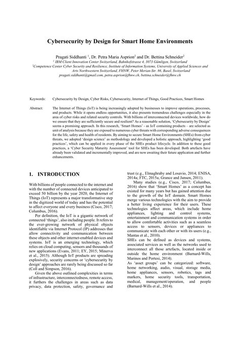 Pdf Cybersecurity By Design For Smart Home Environments