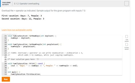 solved overload the operator as indicated sample output
