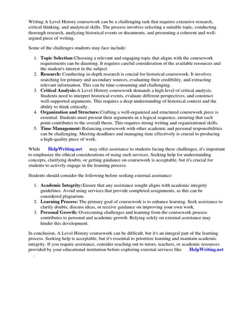 A Level History Coursework Help Pdf Critical Thinking