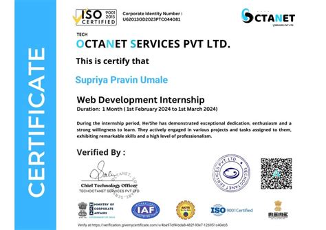 Supriya Umale On Linkedin Webdevelopment Internshipcomplete Octanetpvtltd Octanetinternship