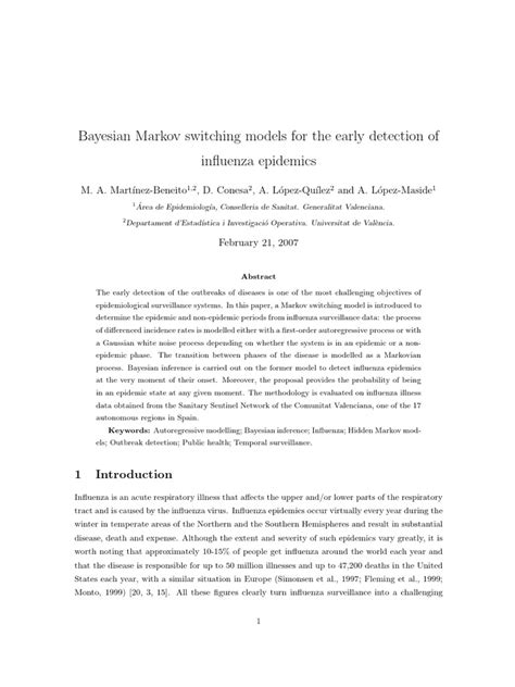 bayesian markov switching models for the early detection of influenza