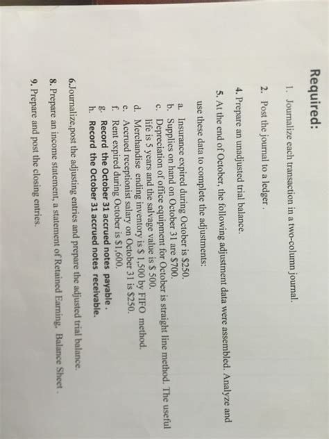 Journalize Each Transaction In A Two Column Journal