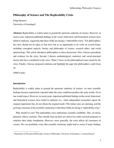 Pdf Philosophy Of Science And The Replicability Crisis
