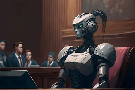 Premium Ai Image Anthropomorphic Female Robot In Human Court Neural