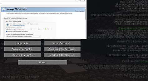Using Fabulously Optimized And Minecraft Is Using My Intigrated GPU Everything I Can Think Of