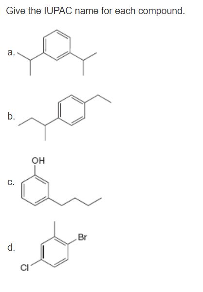 Iupac Name For Each Compound R Chemhelp
