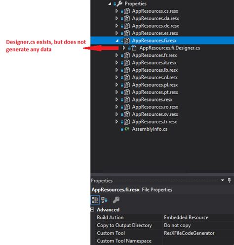 Xamarinforms Project Resources Lang Resx Does Not Auto Generate