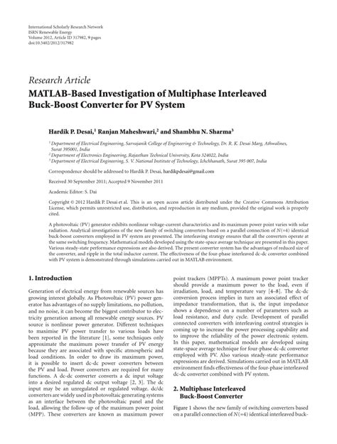 Pdf Matlab Based Investigation Of Multiphase Interleaved Buck Boost Converter For Pv System