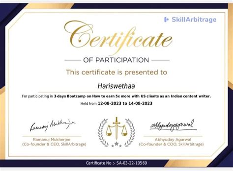 Hariswethaa M S On Linkedin Happy To Be A Part Of Skill Arbitrage Program And Got My