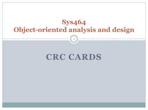 Ppt Sys464 Object Oriented Analysis And Design Powerpoint