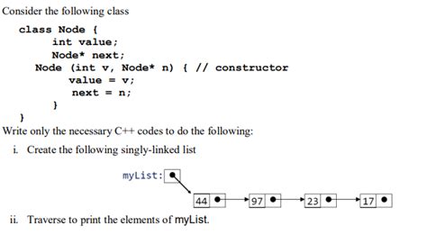 Solved Consider The Following Class Class Node Int Value