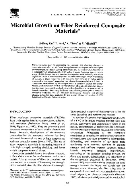 Pdf Fiber Reinforced Polymeric Composites Are Susceptible To Microbial Degradation