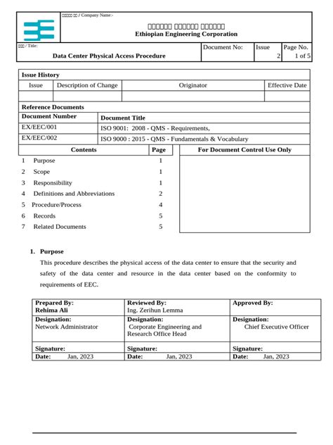 Data Center Physical Access Procedure Pdf Data Center