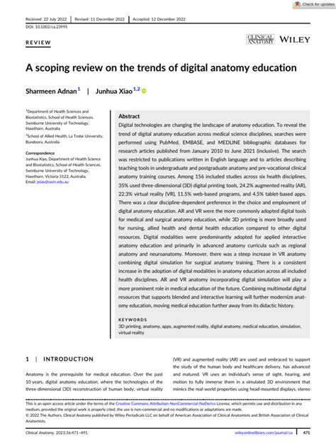 A Scoping Review On The Trends Of Digital Anatomy Education Pdf