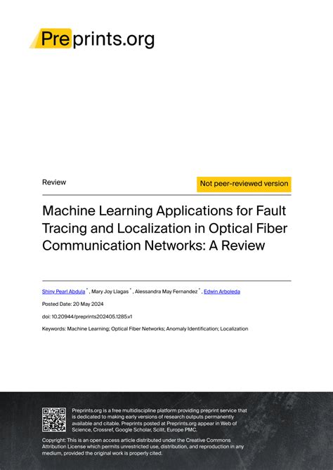 Pdf Machine Learning Applications For Fault Tracing And Localization In Optical Fiber
