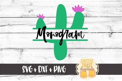 Split Cactus Monogam Monogram Svg File