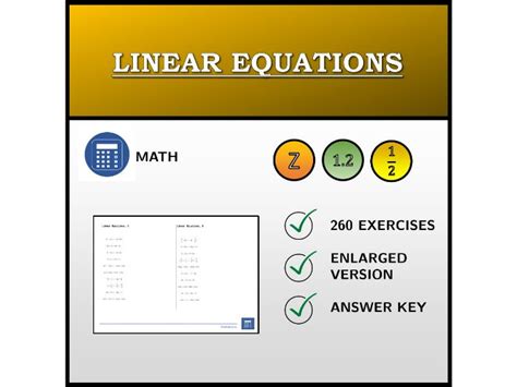 Linear Equations Printable Worksheet Teaching Resources