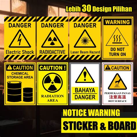 Caution Warning Signage Loading Area Danger Hot Radiation Area Chemical Bahaya Safety Sticker